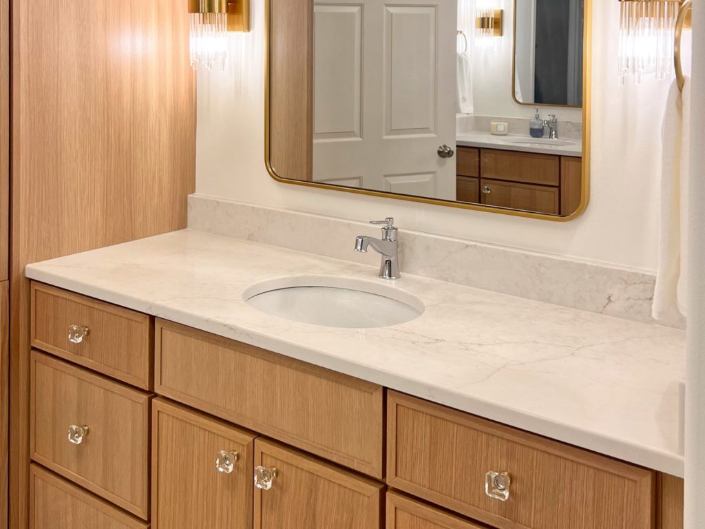 Warm Contemporary Bathroom Remodel - Benson Stone Company